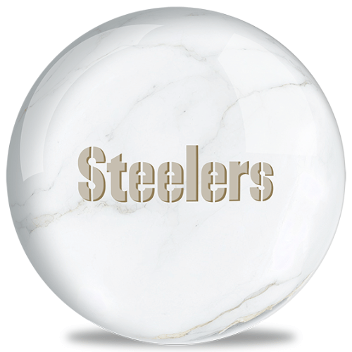 OnTheBallBowling NFL White Marble Pittsburgh Steelers Bowling Ball